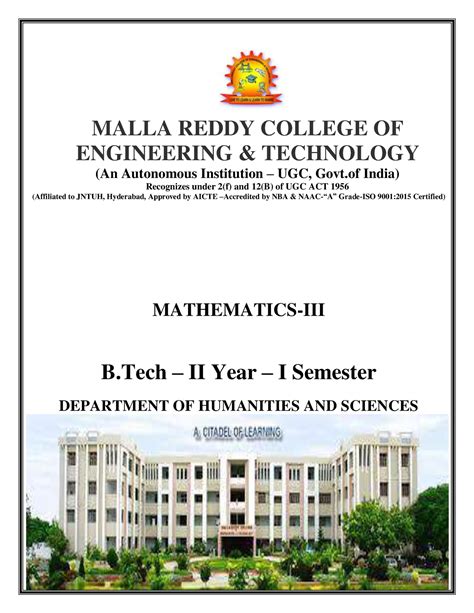 M Iii Digital Notes Malla Reddy College Of Engineering And Technology