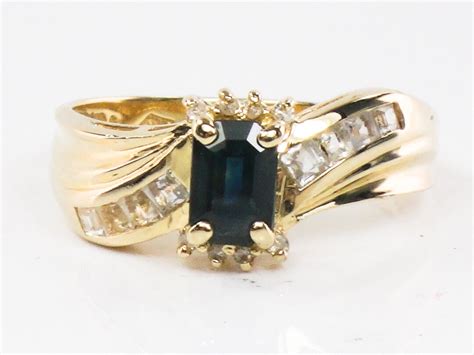 Vintage 14k Yellow Gold Sapphire Ring With White Topaz Size 7 Etsy