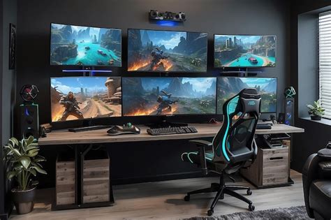 Premium Photo Multiscreen Gaming Setup Serious Gamers And Multitaskers