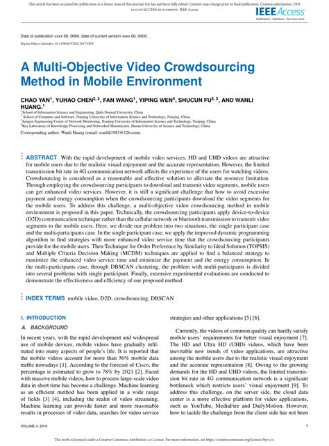 Pdf A Multi Objective Video Crowdsourcing Method In Mobile Environment