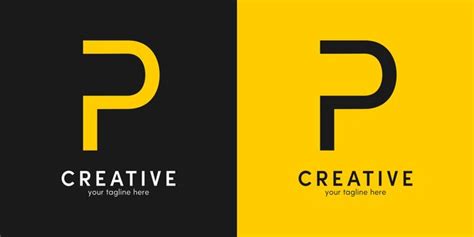 모던 모노 스타일의 문자 P 프리미엄 벡터