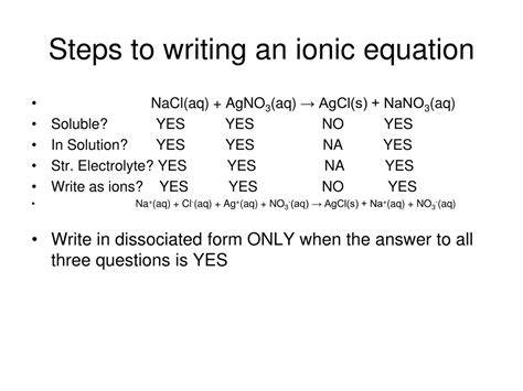 PPT Writing Ionic Equations Understand Solubility And Electrolytic Properties PowerPoint