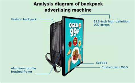 21 Inch Lcd Video Advertising Backpack 1920 1080 Resolution Ratio Human Walking