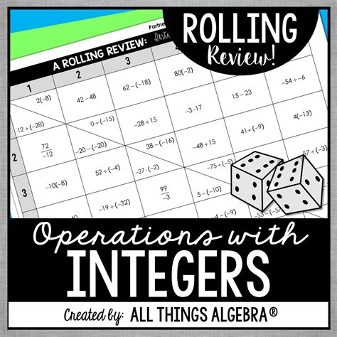 Integer Operations Rolling Review All Things Algebra®
