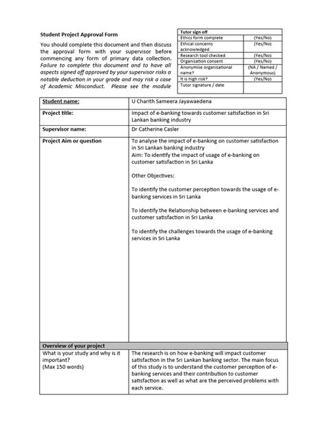Project Approval From With Amendments Pdf Risk Online Banking