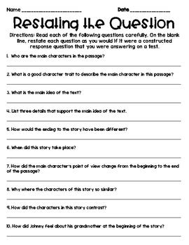 Restating The Question Practice By Teaching Georgia Babes TpT