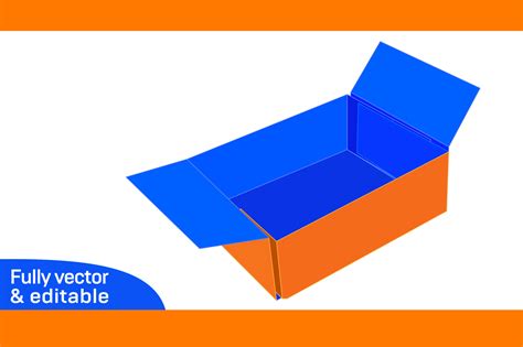 Tray Corrugated Folding Box Dieline Template And 3d Box Design3d Box 22726199 Vector Art At Vecteezy