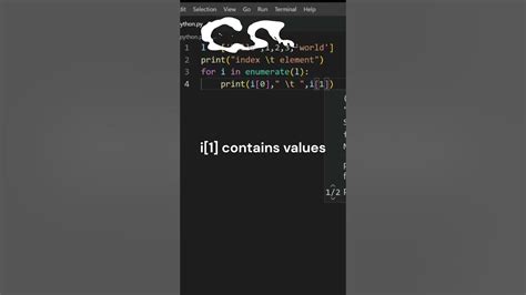 Print Index And Value At Same Time In Python Shorts Youtubeshorts
