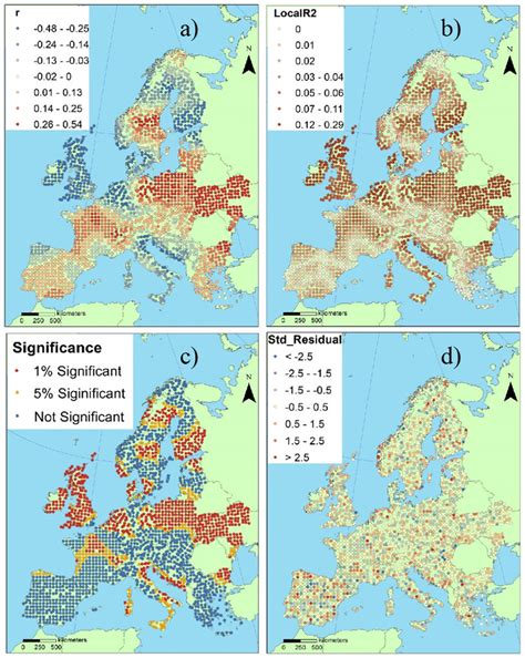 Spatial Variation Of Gwr Regression Outputs Using 125 Number Of Download Scientific Diagram