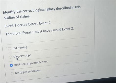 Solved Identify The Correct Logical Fallacy Described In Chegg