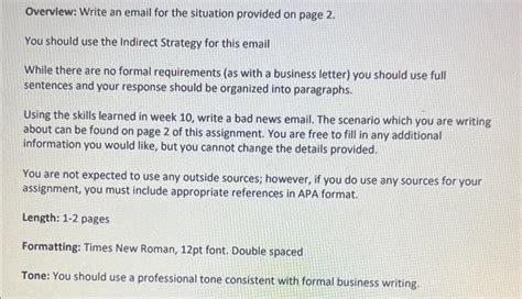 Overview Write An Email For The Situation Provided