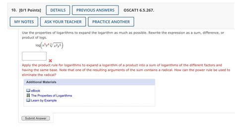 Solved Use The Properties Of Logarithms To Expand The
