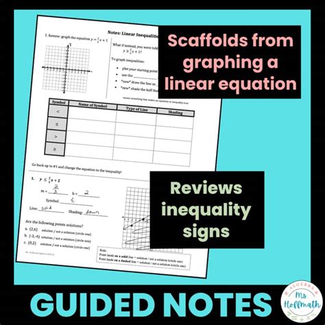 Linear Inequalities Guided Notes Algebra 1 By Ms Hoffmath Algebra