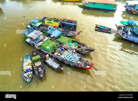 Cai Rang Floating Market Can Tho Vietnam Aerial View Cai Rang Is