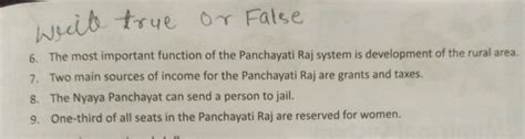 Wite Trueor Falsethe Most Important Function Of The Panchayati Raj Syst