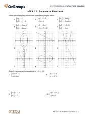 HW 6 2 2 Parametric Functions Pdf EXPERIENCE COLLEGE BEFORE COLLEGE HW 6 2 2 Parametric
