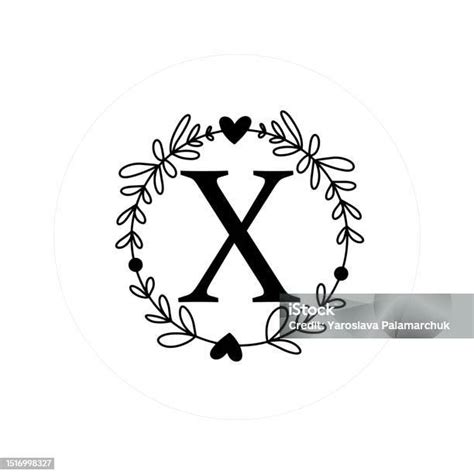 둥근 꽃 프레임이 있는 문자 X 이니셜 벡터 모노그램 로고 Cricut 파일 0명에 대한 스톡 벡터 아트 및 기타 이미지 0명 기업 비즈니스 꽃 식물 Istock