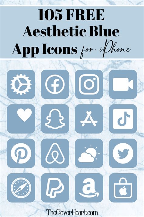 105 Free Aesthetic Blue App Icons For Your Phone The Clever Heart