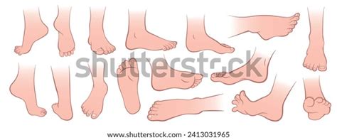 Human Feet Different Naked Foot Positions Stock Vector Royalty Free Shutterstock