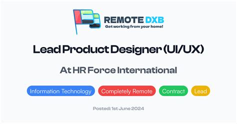 Lead Product Designer Uiux At Hr Force International Remote Dxb