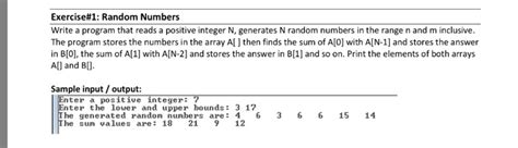 Solved Exercise1 Random Numbers Write A Program That Reads