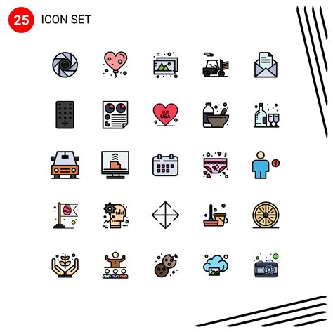 25 Thematic Vector Filled Line Flat Colors And Editable Symbols Of Control Office Images Mail