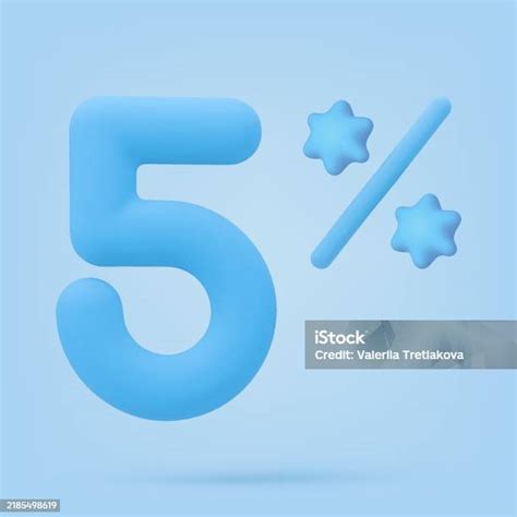 파란색 아이콘 3d 렌더링 5 퍼센트 5 눈송이로 기호 사실적인 디자인 요소 보라색에 벡터 일러스트 레이 션 엽서 아이콘 포스터 배너 웹 디자인 예술 크리스마스 새해 세일