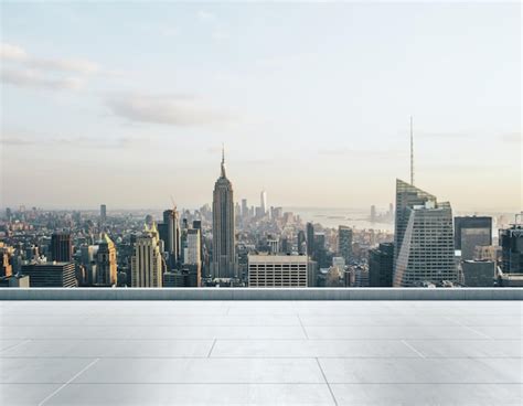 Premium Photo Empty Concrete Rooftop On The Background Of A Beautiful
