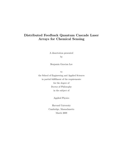 Pdf Distributed Feedback Quantum Cascade Laser Arrays For Chemical Sensing