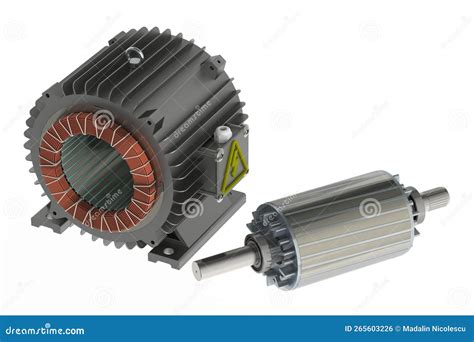 Stator Housing And Rotor For Motor 3d Illustration White Background Royalty Free Cartoon