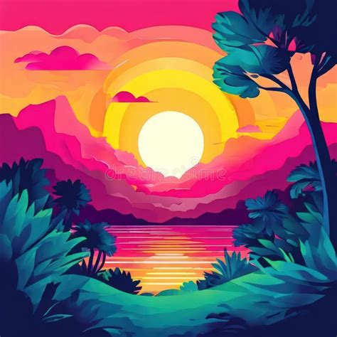 An Ai Image Generator Vibrant Abstract Botanical Illustration With Bright Editorial Stock Image