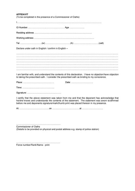 Download Saps Affidavit Template Pdf Govnet