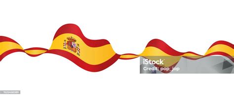 스페인의 국기 벡터 흔들리는 리본 배너입니다 흰색 배경에 격리 3차원 형태에 대한 스톡 벡터 아트 및 기타 이미지 3차원 형태 국가 관광명소 기 Istock