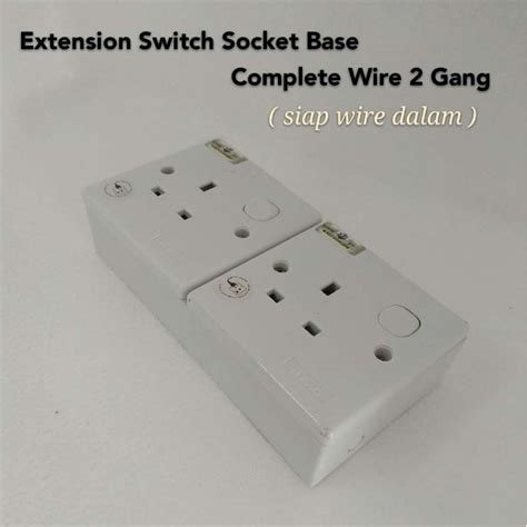 Extension Trailing Socket Base 2 Gang Complete Wire Dalam Siap Pasang Wire Shopee Philippines