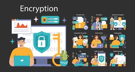 Premium Vector Data Encryption Dark Or Night Mode Set Personal Information Internet Access Or