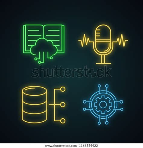 Machine Learning Neon Light Icons Set Stock Vector Royalty Free 1166354422 Shutterstock
