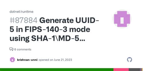 Generate Uuid 5 In Fips 140 3 Mode Using Sha 1md 5 Rfc 4122 · Issue