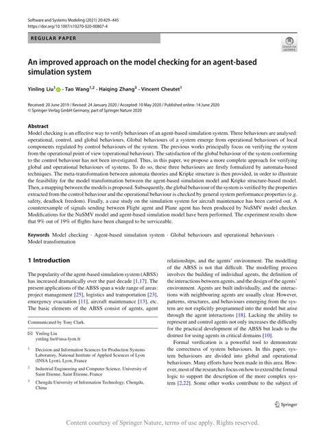 An Improved Approach On The Model Checking For An Agent Based