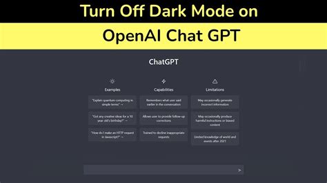 How To Turn Off Dark Mode On Openai Chat Gpt Youtube