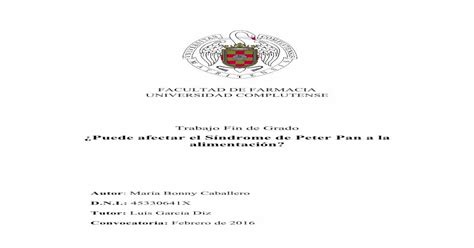 SÍndrome De Peter Pan Final Docx Bonny Caballeropdf · Resumen El