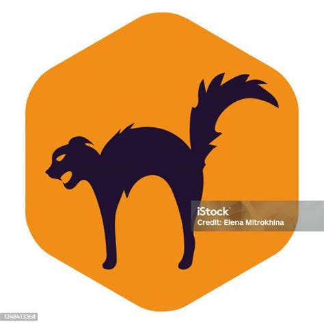 아이콘 검은 고양이 위협적으로 거기 뒷면은 귀와 현관 양모에 눌렀다 할로윈 그림 개요입니다 웹 디자인에 대한 흰색 배경에 격리