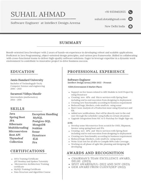 Suhail Resume Java Developer Pdf Software Java Programming Language