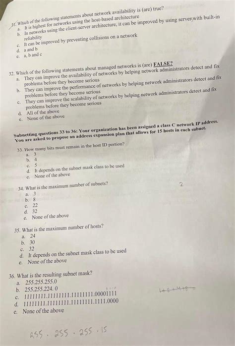 Solved Subnetting Questions 37 To 39 Consider A Class B Chegg Com