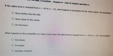 Solved If The Alpha Level Is Changed From A To A Chegg Com