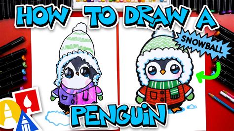How To Draw A Winter Penguin Snowball The Penguin