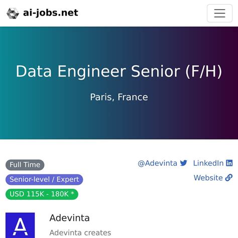 Hiring Data Engineer Senior Fh In Paris France Raimljobs
