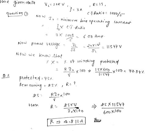 Solved A Synchronous Generator Rated At 20 Kv Protected By