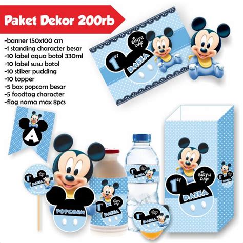 Jual Paket Dekor 1 Ulang Tahun Custom Mickey Mouse Shopee Indonesia