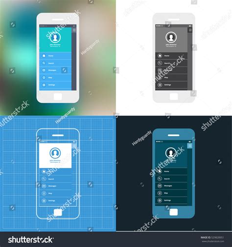 Mobile App Single Screen Ui Kit Stock Vector Royalty Free 529828951 Shutterstock