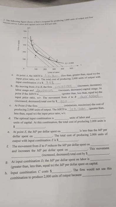 Inpul Prece Ratio W R The Total Cosi Of Prodocing Chegg